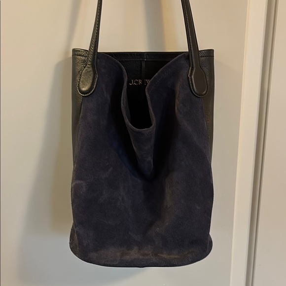 J. Crew | Bags | Nwt J Crew Berkeley Bucket Bag In Black Leather Navy ...